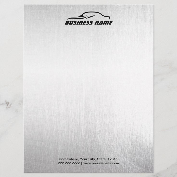 Automotive Auto Car Professional Metal Background Letterhead | Zazzle