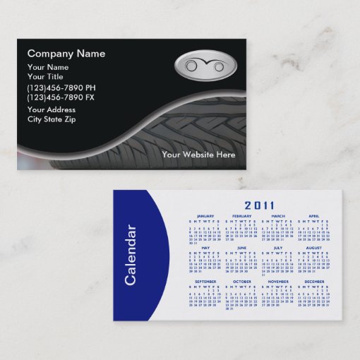 Automotive Business Card Calendar | Zazzle