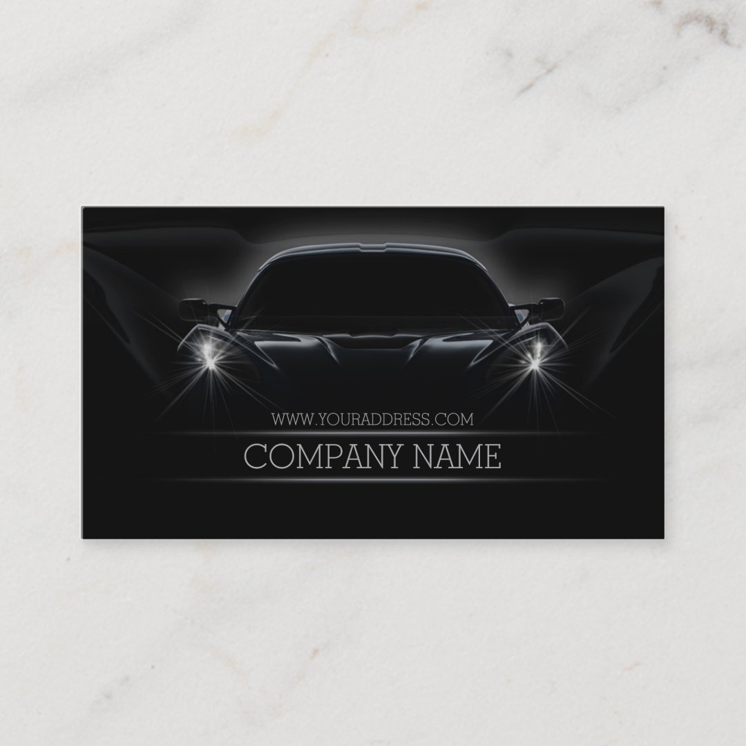 Automotive Car Front Light Black Business Card | Zazzle
