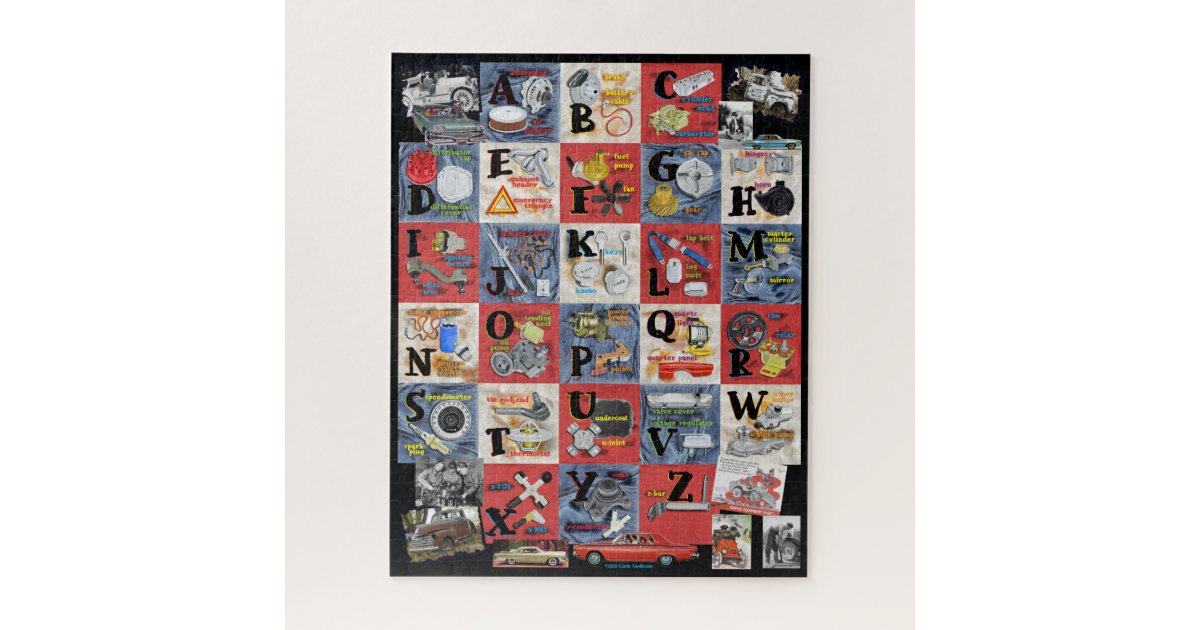Automotive Car Parts Alphabet Puzzle | Zazzle