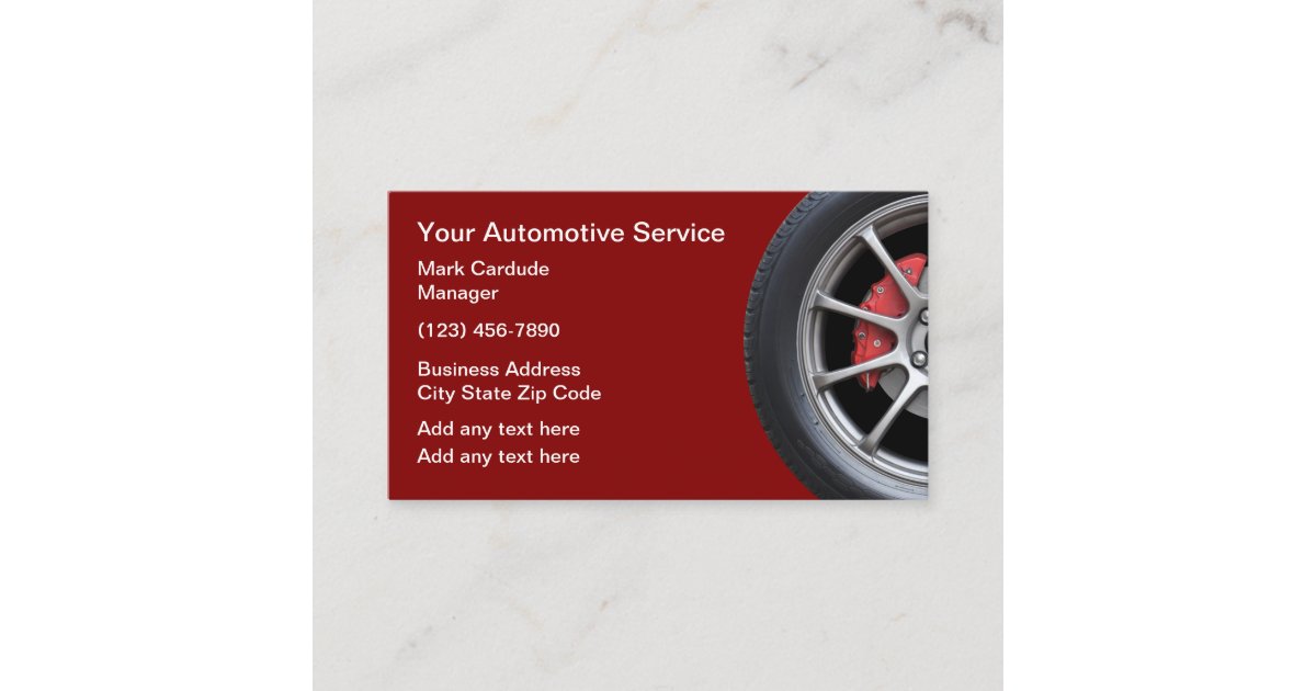 Automotive Car Tire Theme Business Cards | Zazzle