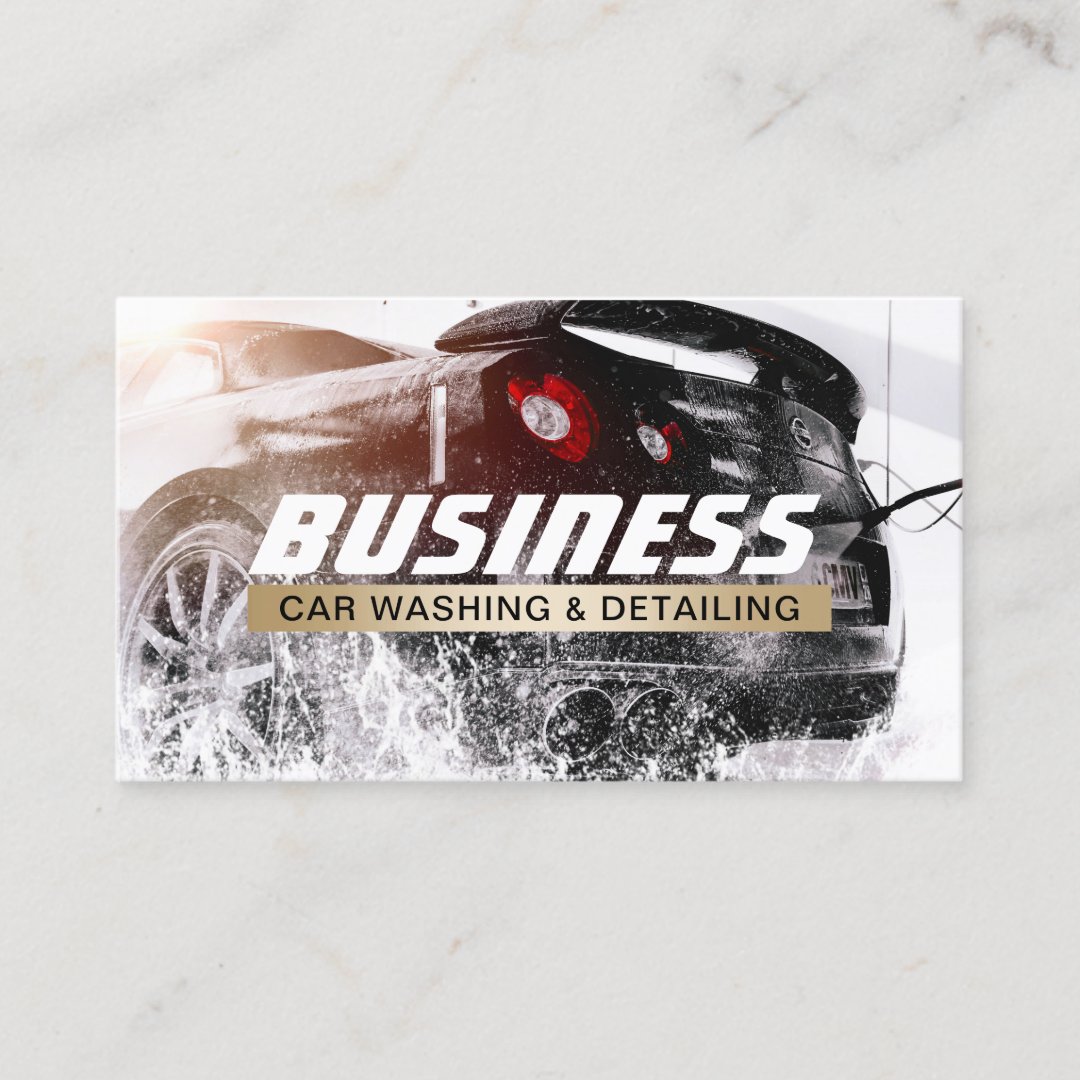 Automotive Car Wash Auto Detailing Gold Label Business Card | Zazzle