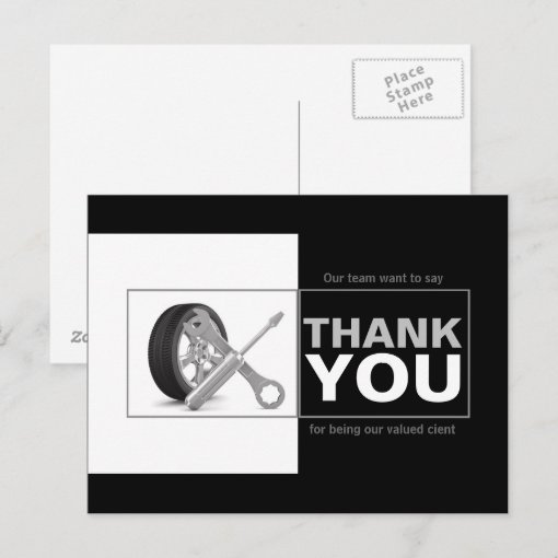 Automotive Company Car Service Thank You Postcard | Zazzle