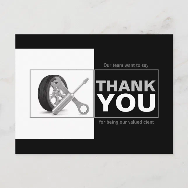 Automotive Company Car Service Thank You Postcard | Zazzle