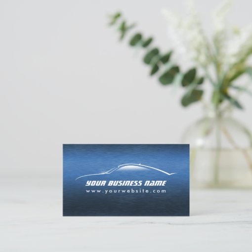 Automotive Cool Blue Car Auto Business Card | Zazzle