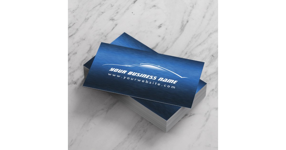 Automotive Cool Blue Car Auto Business Card | Zazzle
