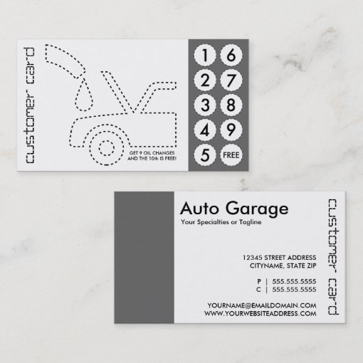 automotive cut out punch cards | Zazzle