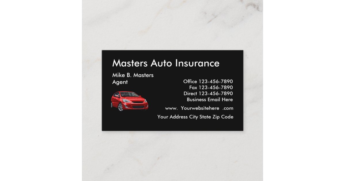 Automotive Insurance Modern Business Card | Zazzle
