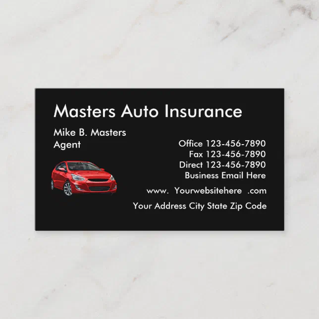 Automotive Insurance Modern Business Card | Zazzle
