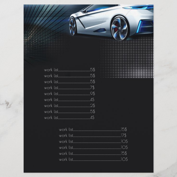 Automotive Mechanical Fast Car Service Price List Flyer | Zazzle
