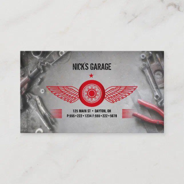 Automotive Motorcycle Tools Repair Garage Logo Business Card | Zazzle