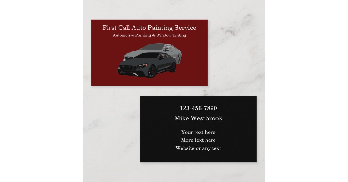 Automotive Painting And Window Tint Business Card | Zazzle