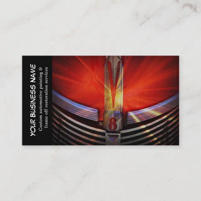 Automotive Red Classic Muscle Hotrod Engine Business Card | Zazzle