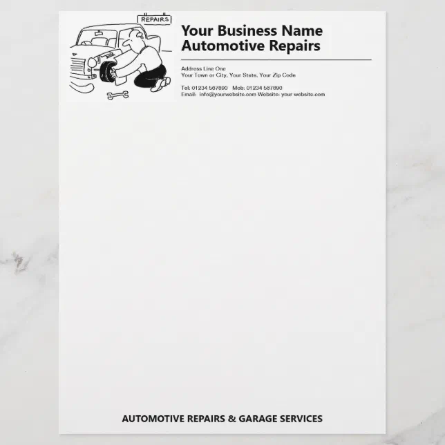 Automotive Repairs Garage Services Business Letterhead | Zazzle