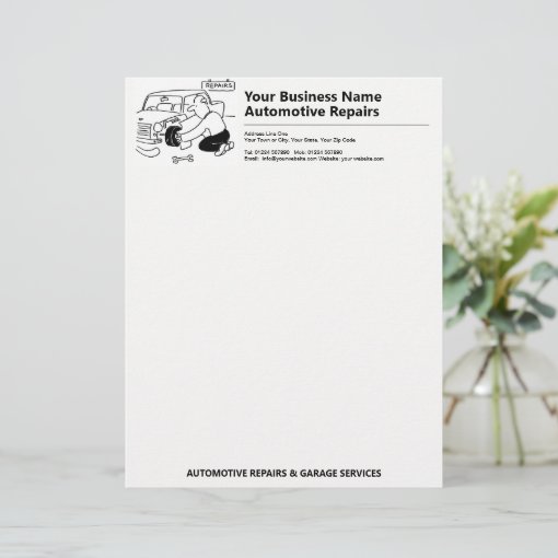 Automotive Repairs Garage Services Business Letterhead | Zazzle