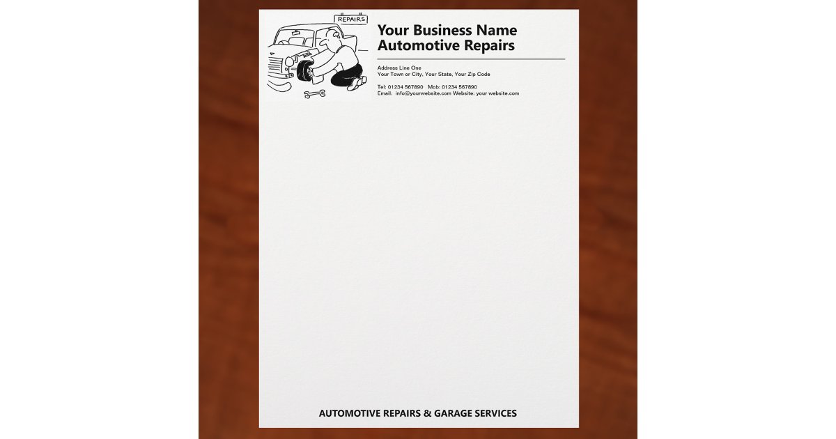 Automotive Repairs Garage Services Business Letterhead | Zazzle
