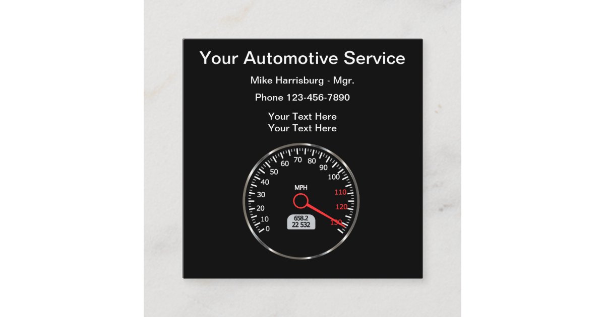 Automotive Speedometer Odometer Theme Square Business Card | Zazzle