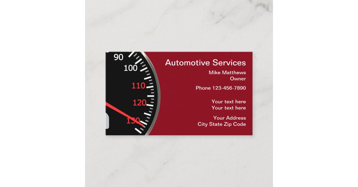 Automotive Style Speedometer Theme Business Card | Zazzle