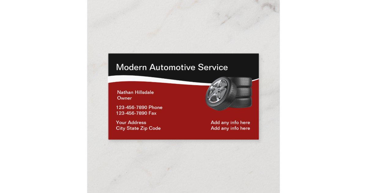 Automotive Theme With Tires Business Card | Zazzle.com