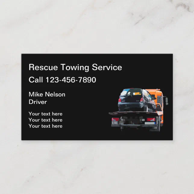 Automotive Towing and Wrecker Service Business Card | Zazzle
