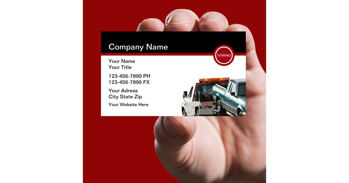 Automotive Towing Tow Truck Business Cards | Zazzle