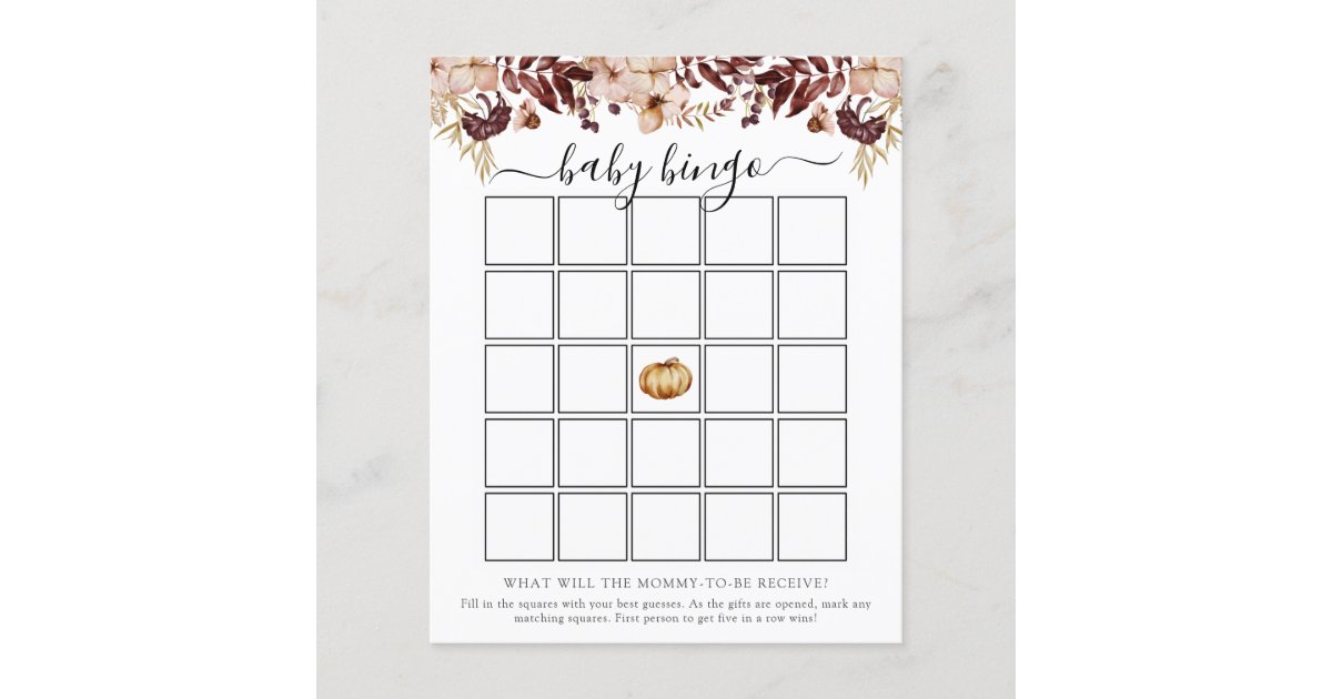 Autumn Baby Shower Bingo Game Card | Zazzle