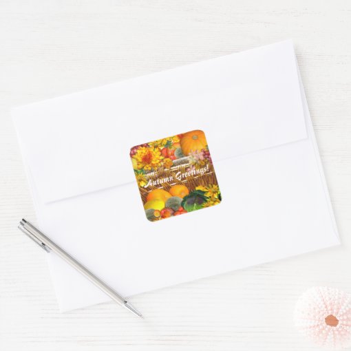 Autumn Basket ~ Envelope Seal/sticker Square Sticker | Zazzle