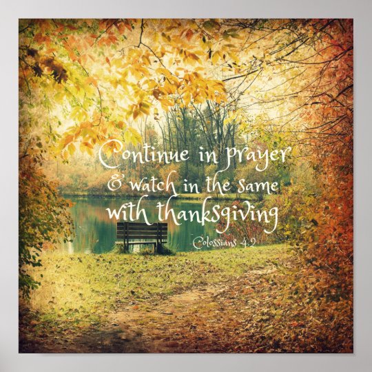 Autumn Bench with Prayer Bible Verse Poster | Zazzle.com