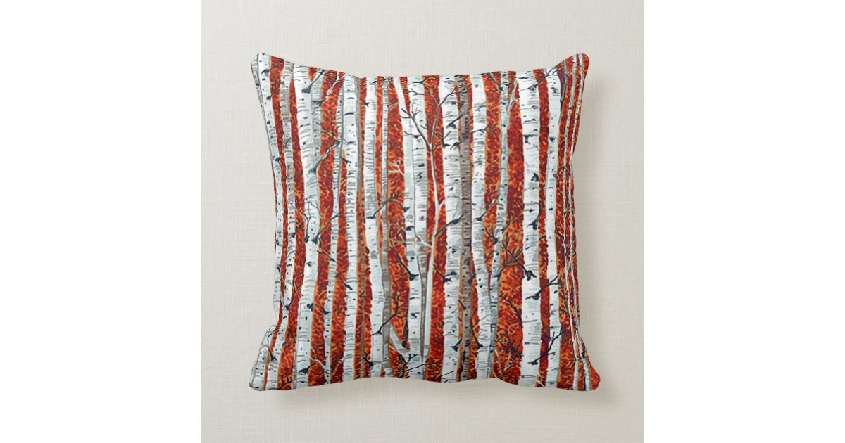 AUTUMN BIRCH TREES PILLOW | Zazzle.com