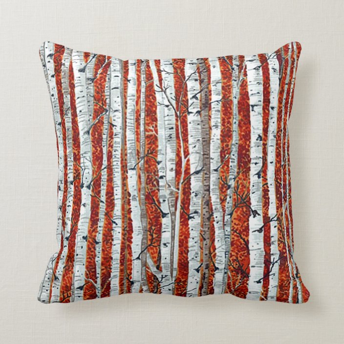 AUTUMN BIRCH TREES PILLOW | Zazzle.com
