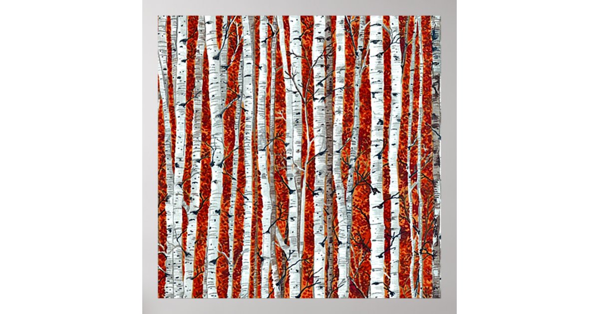 AUTUMN BIRCH TREES POSTER | Zazzle