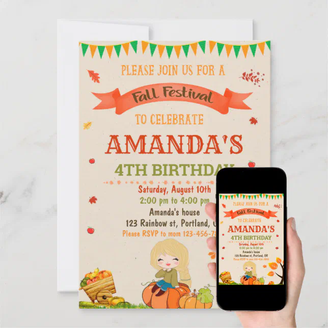 Autumn birthday invitation Fall festival party | Zazzle