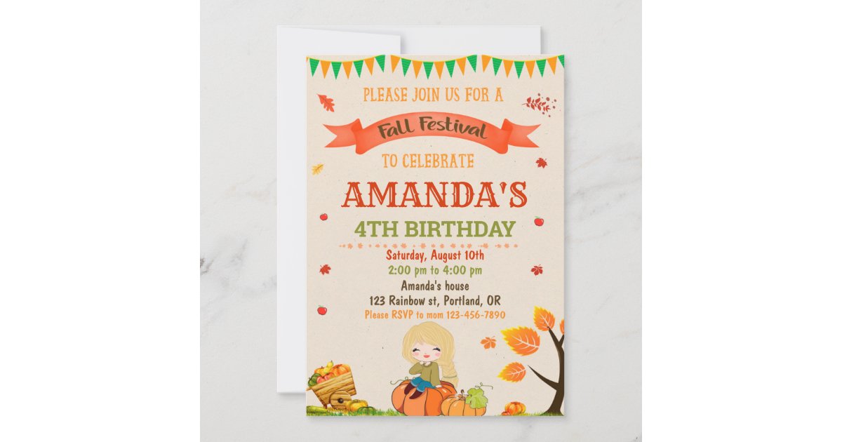 Autumn birthday invitation Fall festival party | Zazzle