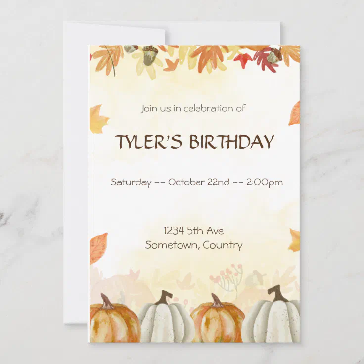 Autumn birthday party invitation | Zazzle