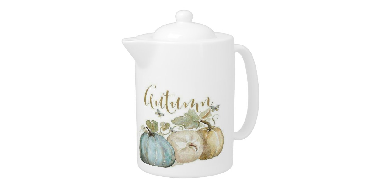 Autumn Blue Pumpkin Medium Tea Pot | Zazzle