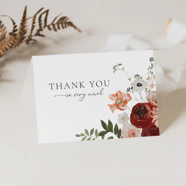 Autumn Bohemian Fall Wedding Thank You Notecard | Zazzle