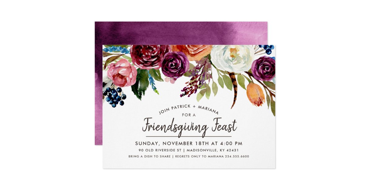 Autumn Boho Blooms Friendsgiving Party Invitation | Zazzle.com