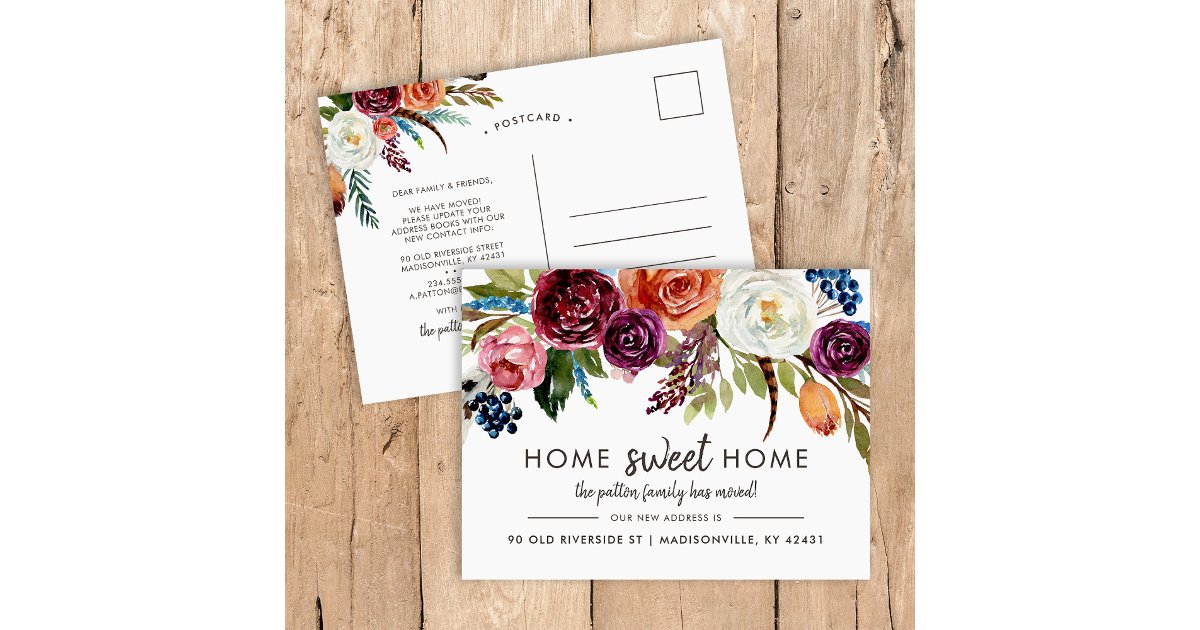 Autumn Boho Blooms New Address Moving Announcement | Zazzle