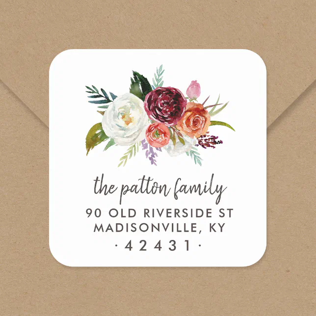 Autumn Boho Blooms Return Address Label | Zazzle