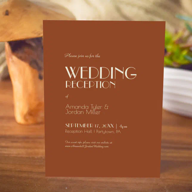 Autumn Boho Deco | Rust Wedding Reception Invitation | Zazzle