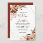 Autumn Boho Terracotta Floral Geometry Wedding Invitation | Zazzle