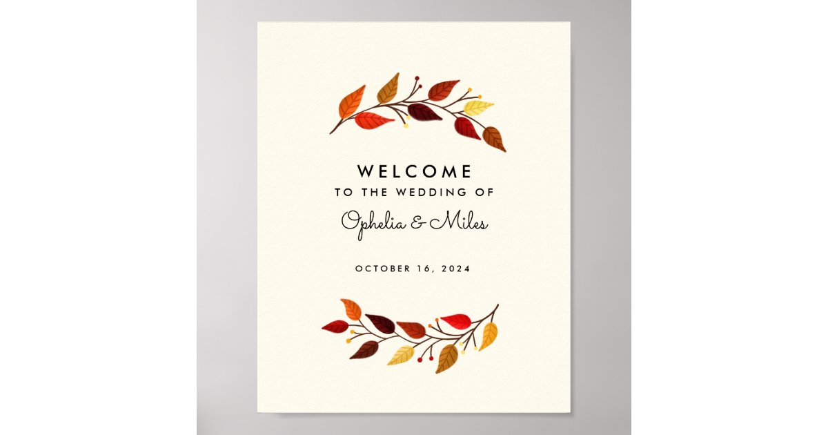 Autumn Branches Fall Wedding Welcome Sign | Zazzle
