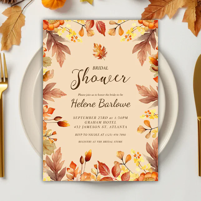 Autumn Bride To Be Rustic Fall Bridal Shower Invitation | Zazzle