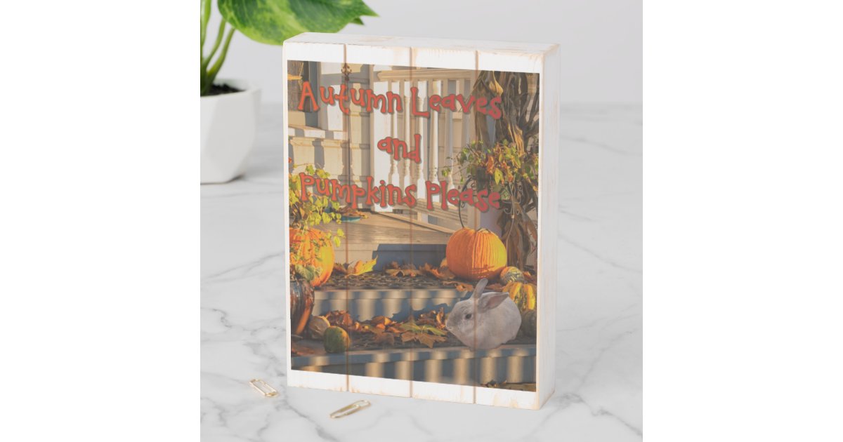Autumn Bunny Wooden Box Sign | Zazzle