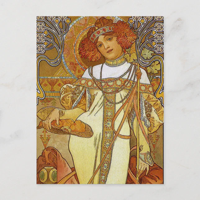 "Autumn" by Alphonse [Alfons] Mucha Postcard | Zazzle