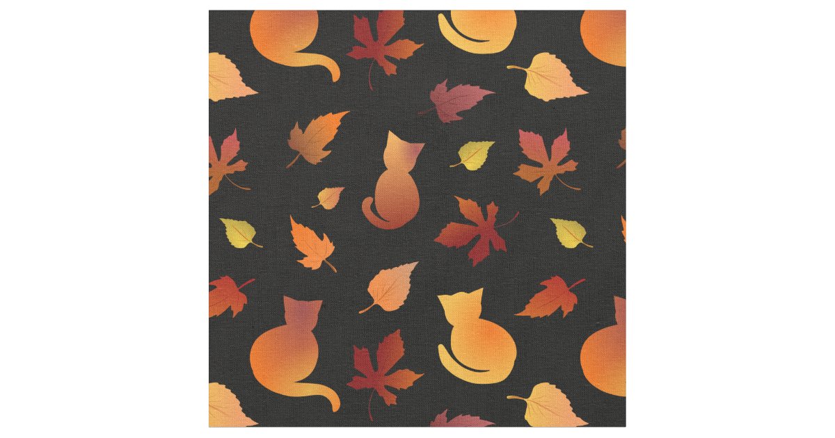 Autumn Cats Pattern Fabric | Zazzle