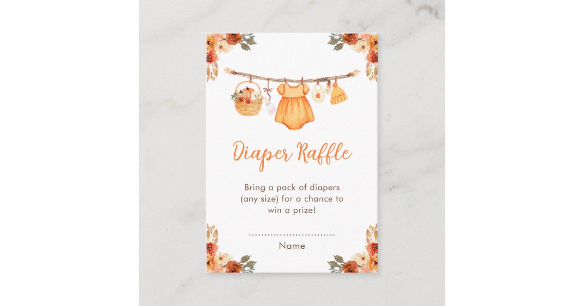 Autumn Clothes Line Girl Baby Shower Diaper Raffle Enclosure Card | Zazzle