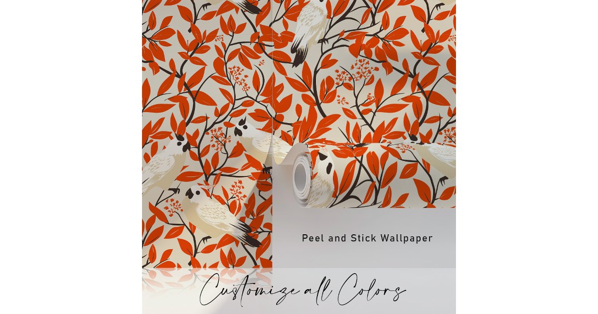 Autumn Cockatoos in Crimson Foliage Wallpaper | Zazzle