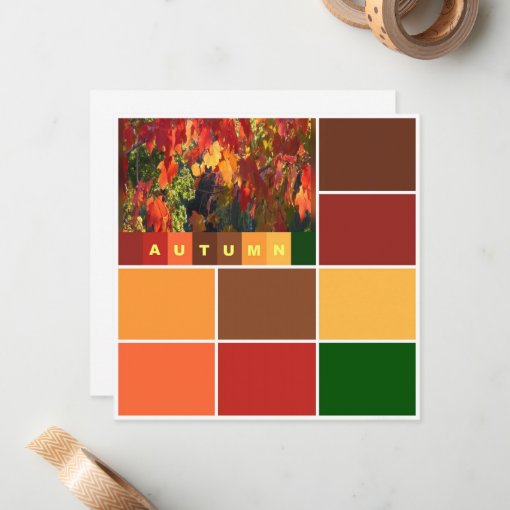 Autumn Color Blocks Note Card | Zazzle