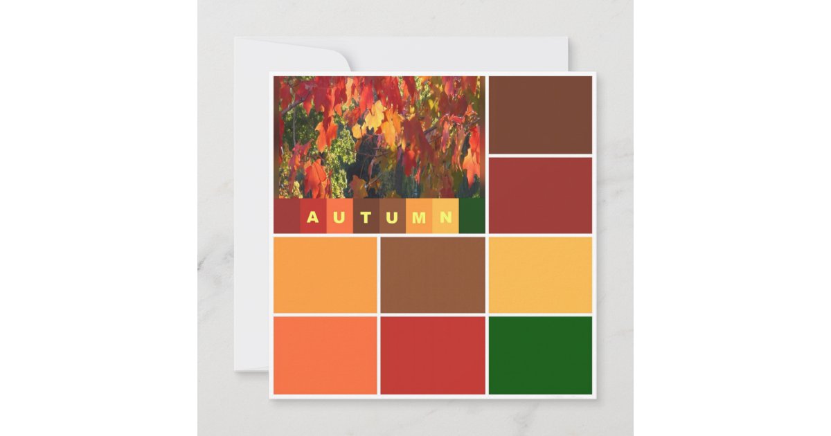 Autumn Color Blocks Note Card | Zazzle